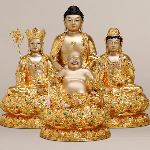 Ciyuan Pavilion Brass and gold-plated hall Buddha Guanyin Bodhisattva ...