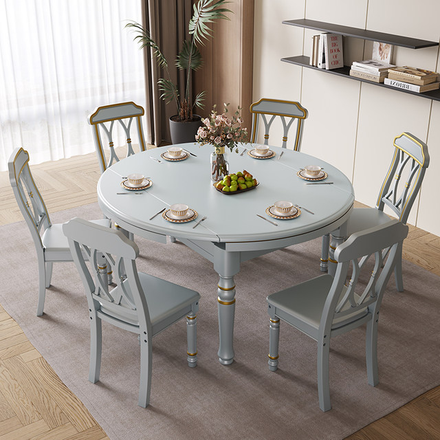 Solid wood -style folding multi -functional dining table can be ...