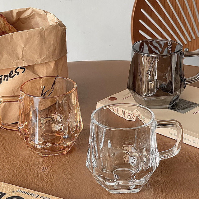 Hexagonal Glass with Handle Household Luxury Living Room Drinking Cup ...