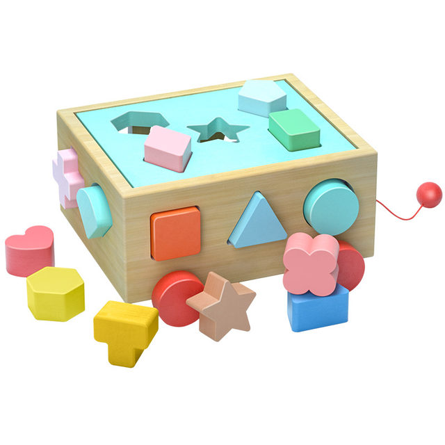 Infants and young children baby building block shape matching assembly ...