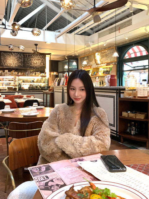 Ssruan temperament gentle wind milk tea color plush jacket high -level ...