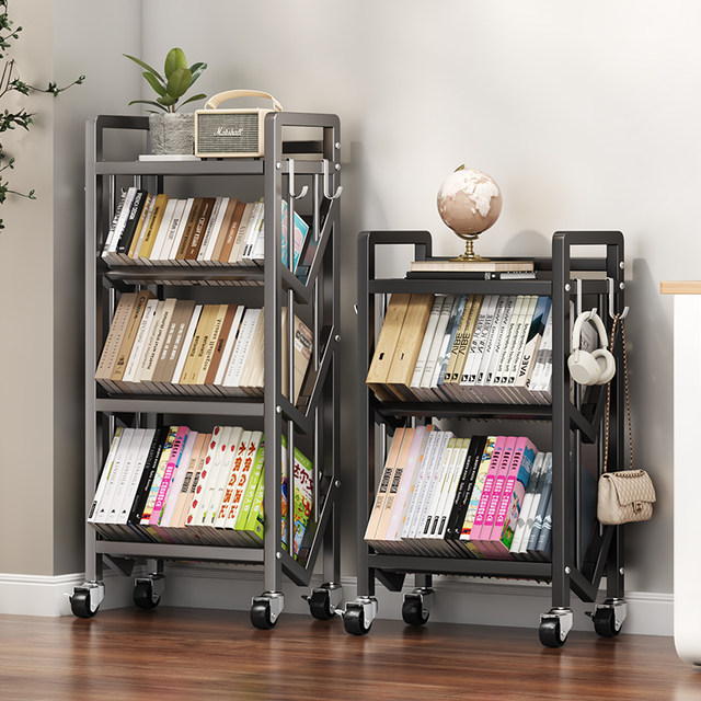 Bookshelf rack floor-standing removable wheeled multi-layer household ...