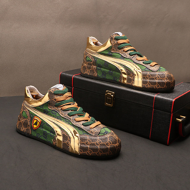 High-end handsome men's shoes, winter fashion color matching, high tide ...