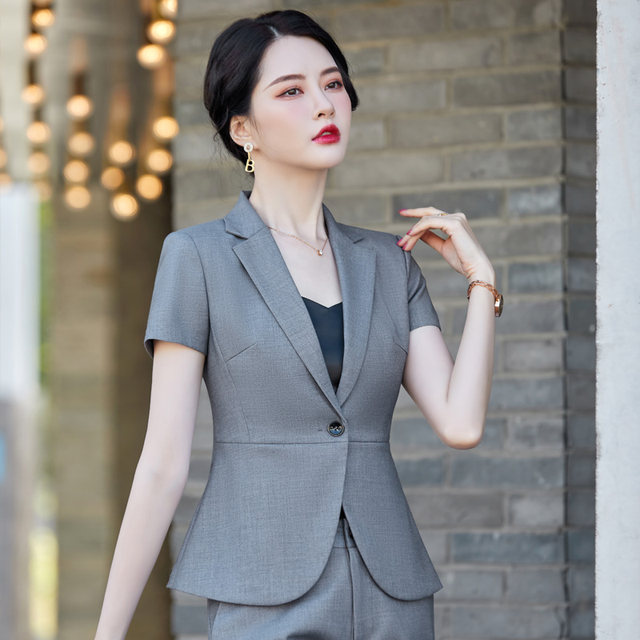Gray high-end professional suit suit for women summer civil servant ...