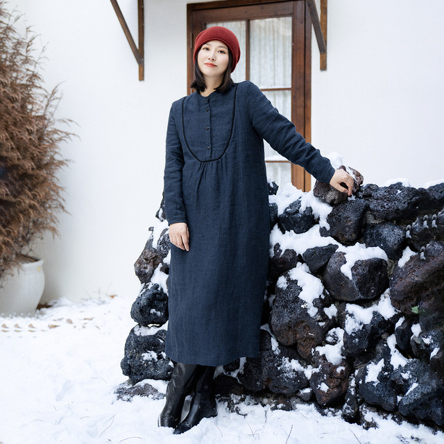 Slou family dream back to Altay literary retro flax design sense neck ...