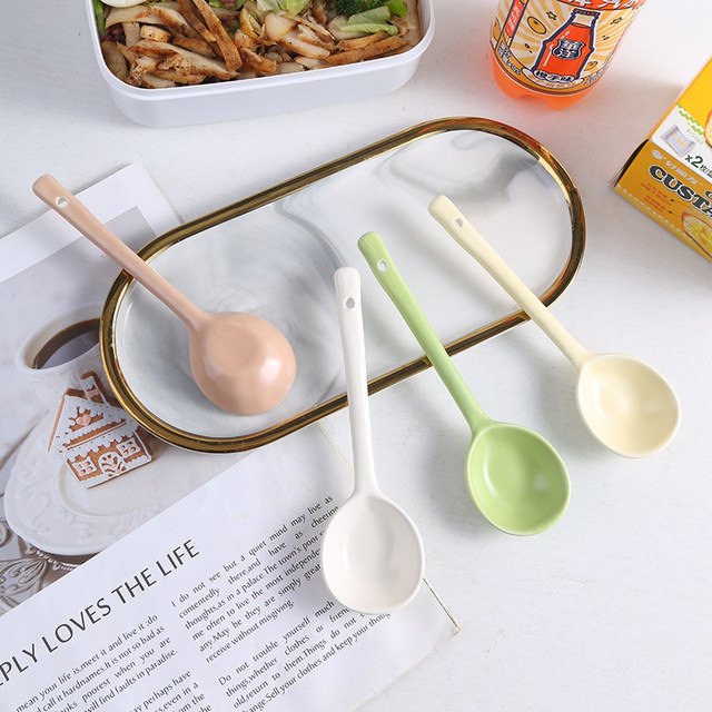 Ceramic spoon ins cute candy-colored small spoon Japanese-style ...