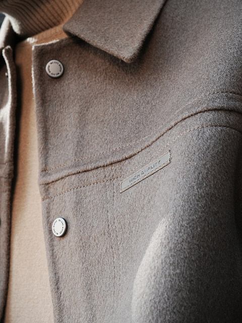 Administrative jacket high -level sense lapel double -sided wool coat ...