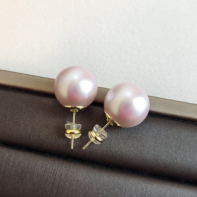 Shijiazheng round pink pearl earrings for women 999 sterling silver ...
