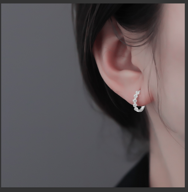 999 sterling silver earrings for women with high-end ear piercing feet silver earrings love ...