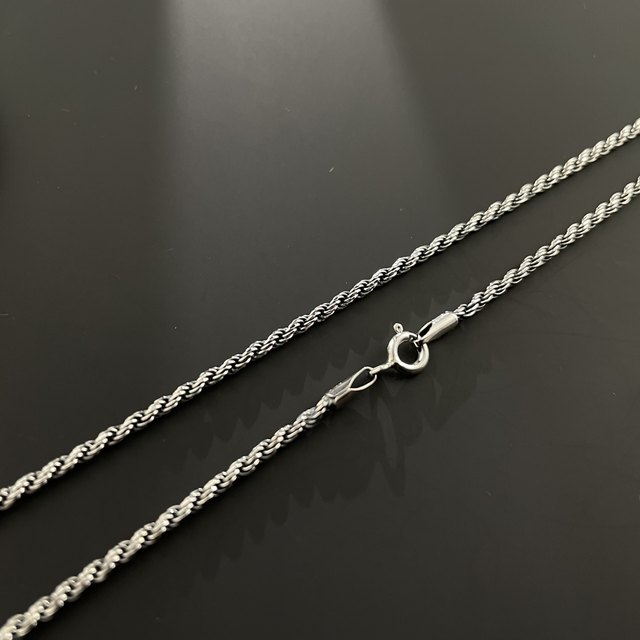 s925 sterling silver 2mm Italian imported twisted rope chain men's and women's retro aged single ...