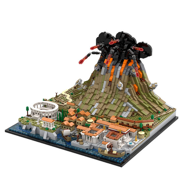 Ancient Roman Pompeii Mount Vesuvius MOC-159887 Assembled Building ...