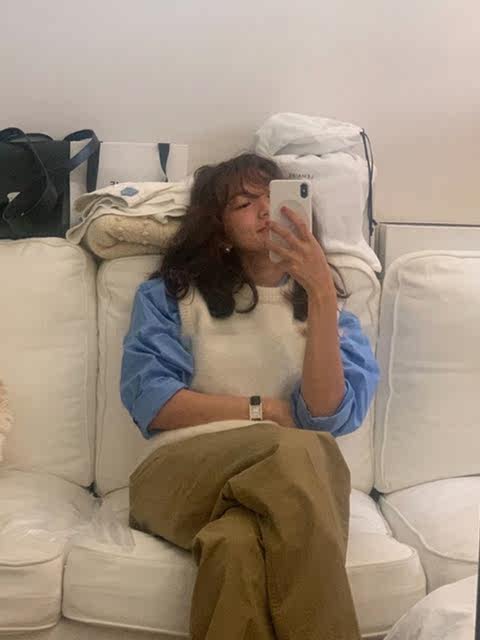 2025 Spring Korean thebarnnet eight-cream blue shirt classic long ...