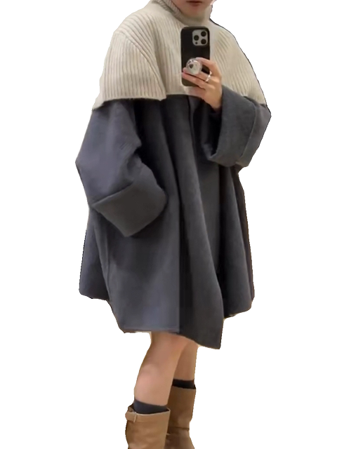 100% wool Korean style loose cloak coat for women autumn and winter ...