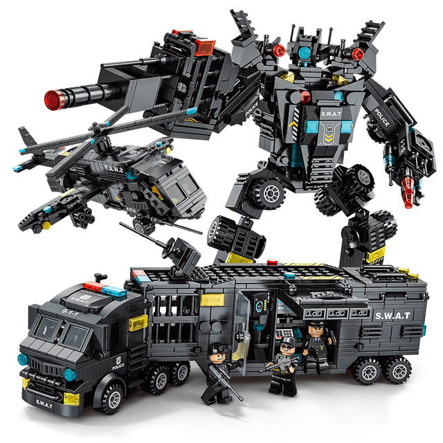 Police SWAT building block transforming mecha robot assembly puzzle for ...