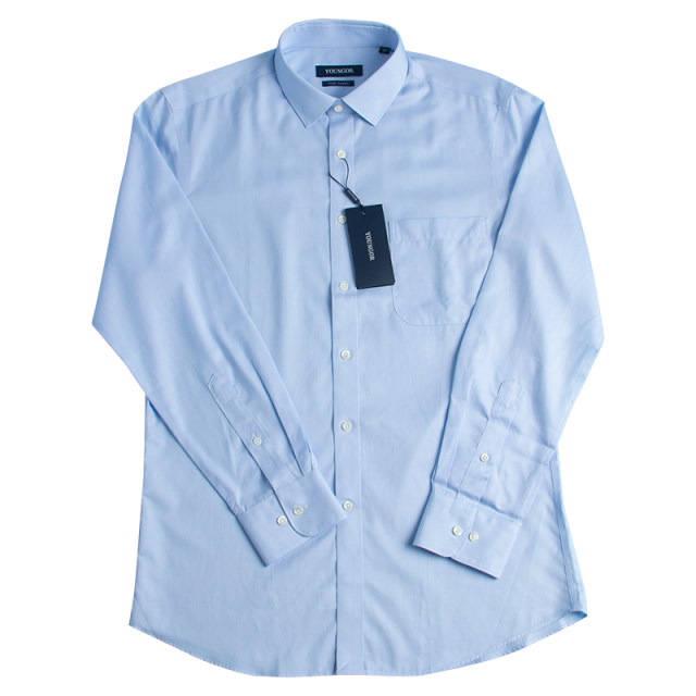Youngor shirt men's long-sleeved blue business high-count pure cotton ...