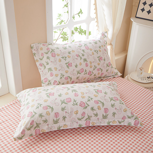 Girls' fresh floral breathable cotton pillowcases pair of pure cotton ...