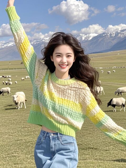 Large size women's high-end and unique knitted sweater tops for women ...