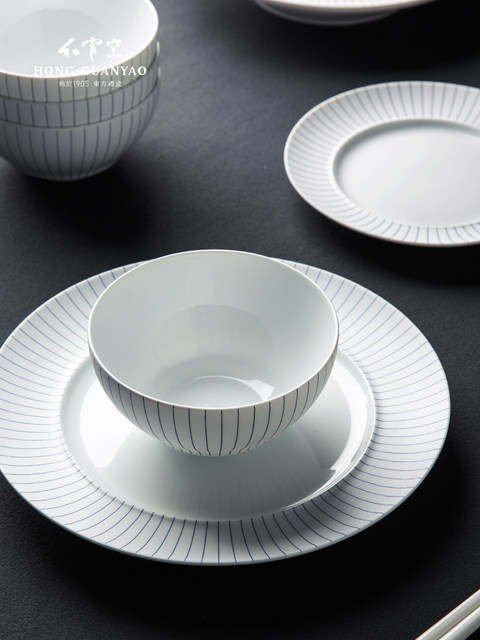 Hongguan Kiln ceramic tableware set underglaze color bowl dish disc ...