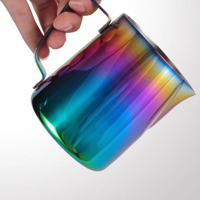 Frothing Stainless Steel Handle Ear Cup Jug 350ml Pitcher Pu