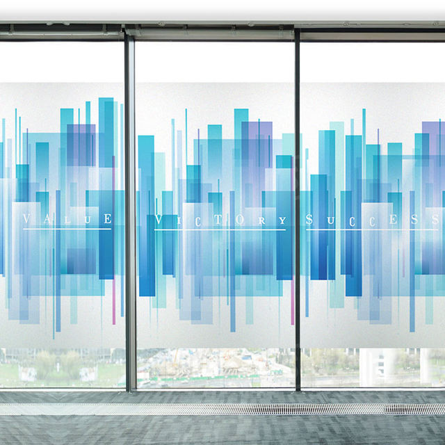 Blue Simple frosted sticker office partitions abstract geometric ...
