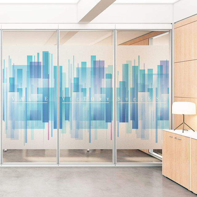 Blue Simple frosted sticker office partitions abstract geometric ...