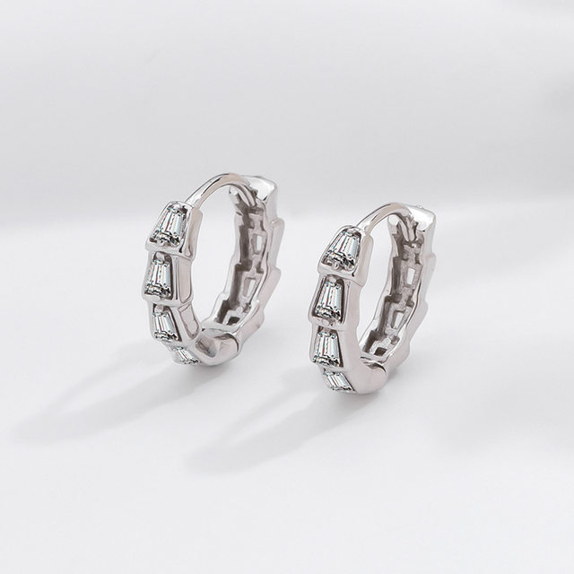 S925 sterling silver zircon snake bone ear button for women European ...