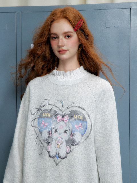 Unifree American velvet sweater female loose dog college style retro ...