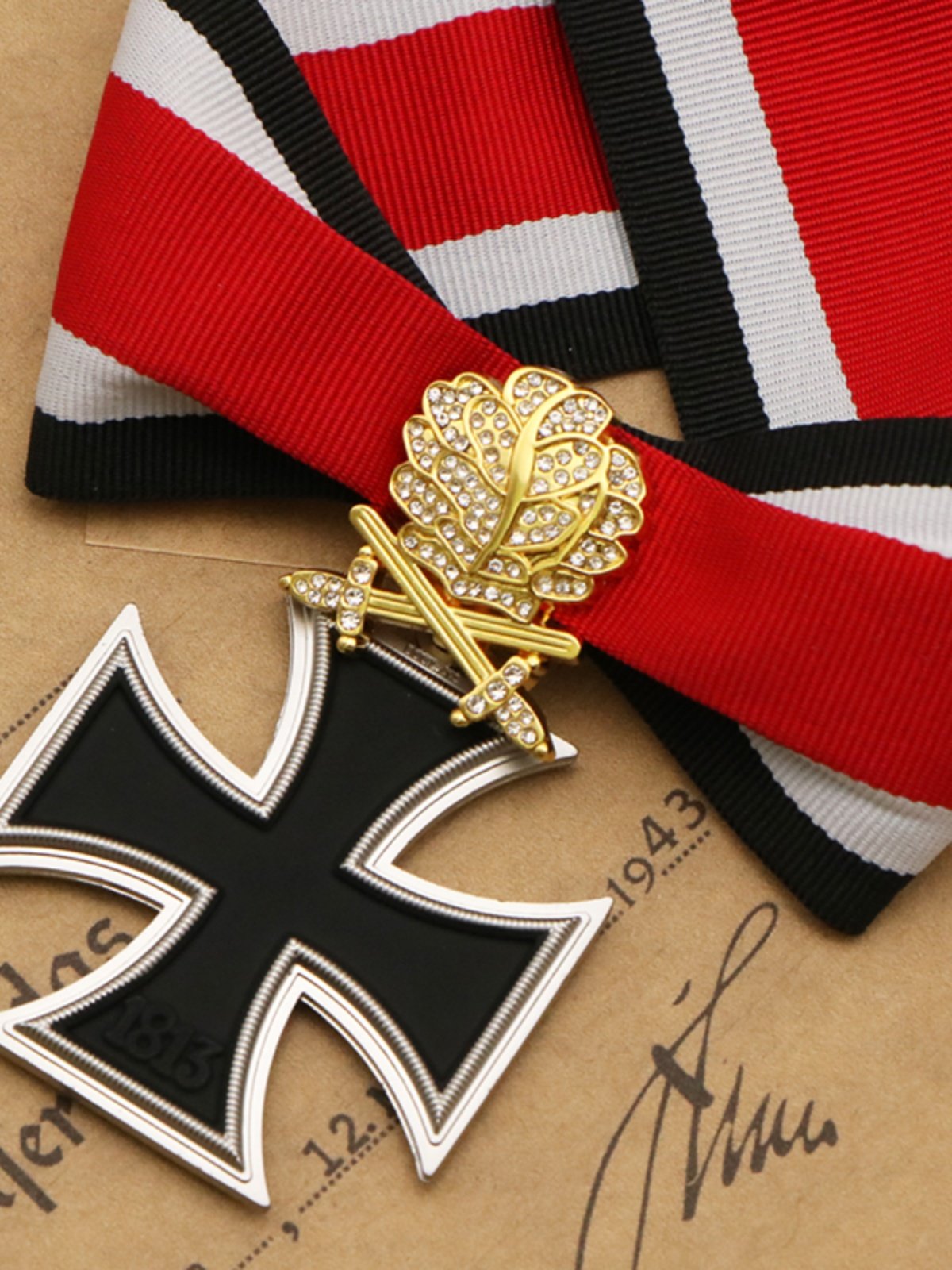 German Iron Cross Replica Badge - Diamond, Gold & Silver - Knight's Medal