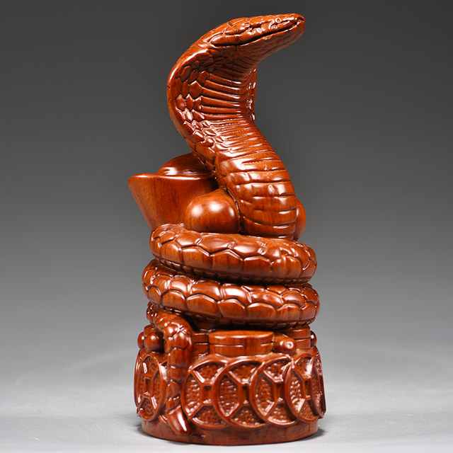 Rosewood snake ornaments, solid wood carvings, twelve zodiac animals ...