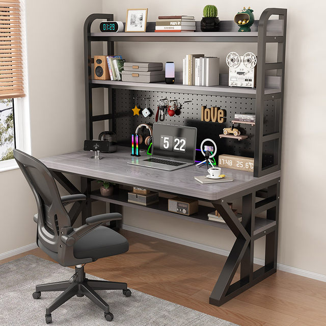 Desk student bedroom study table home bookshelf integrated hole board ...