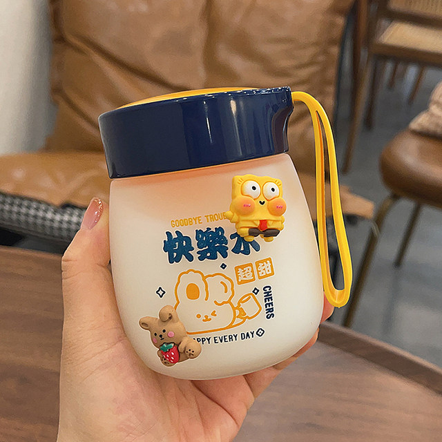 Compact mini glass water cup for girls with good looks and cute ...