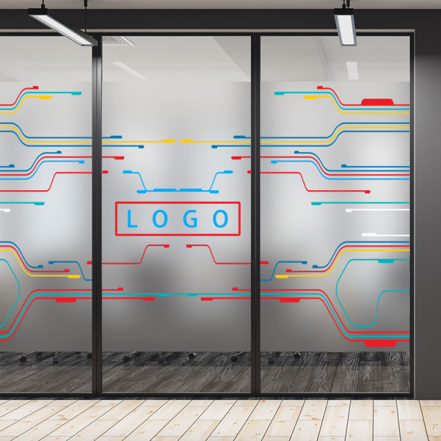 Electrostatic glass film modern geometric UV white frosted color ...