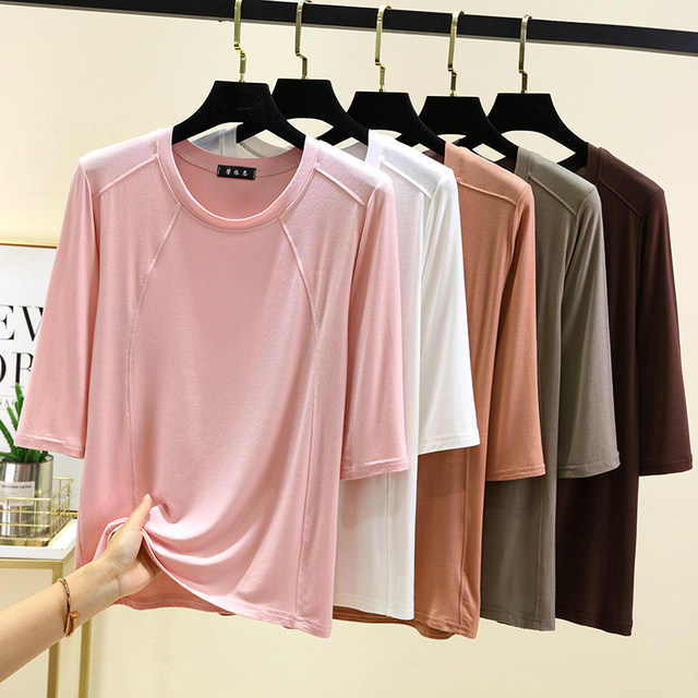 2025 new five-quarter sleeve modal T-shirt for women in spring and ...