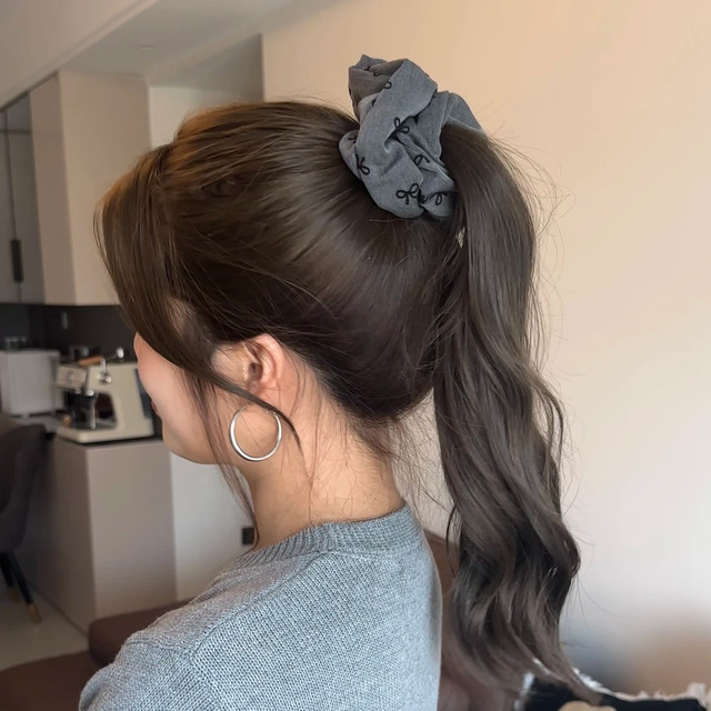 Gray Grey -bow lace hair ring large intestine hair circle square scarf ...