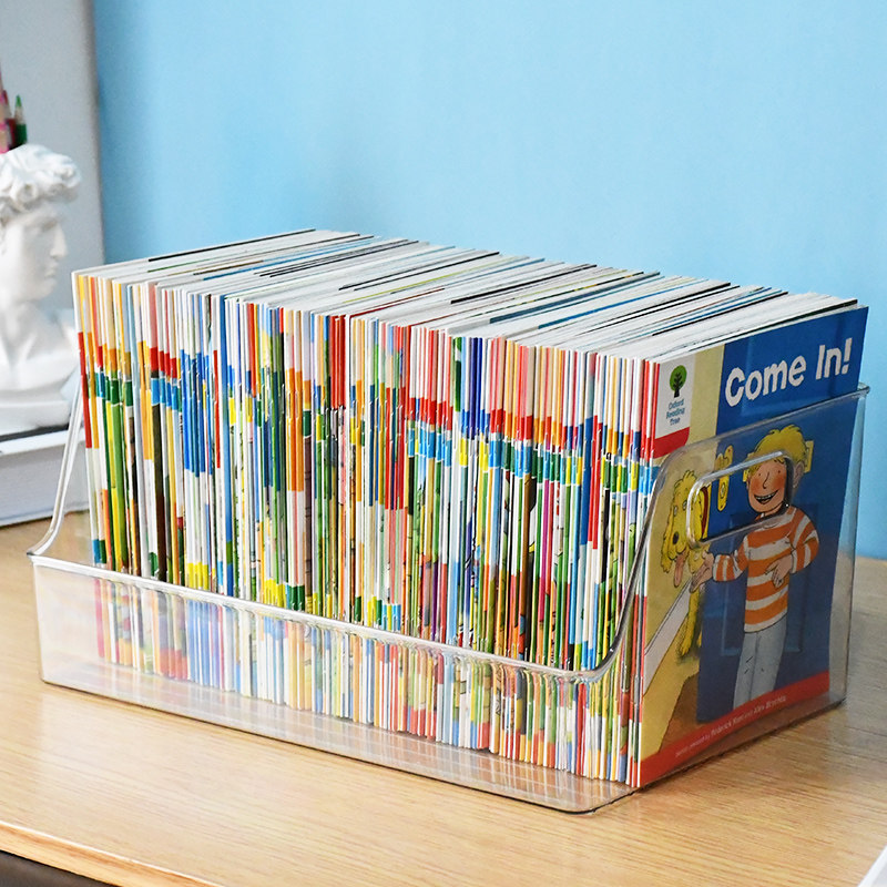 Transparent Book Storage Box - Children's Classroom Desk Organizer with ...