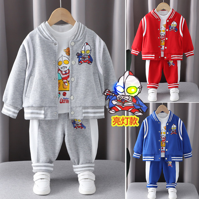 Ultraman boy set three -piece set 2023 spring and autumn baby sports ...