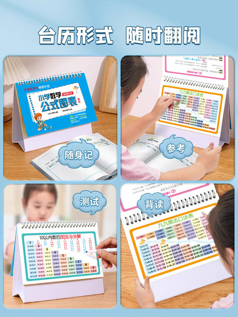 Multiplication tables, primary school math formulas, desk calendar ...