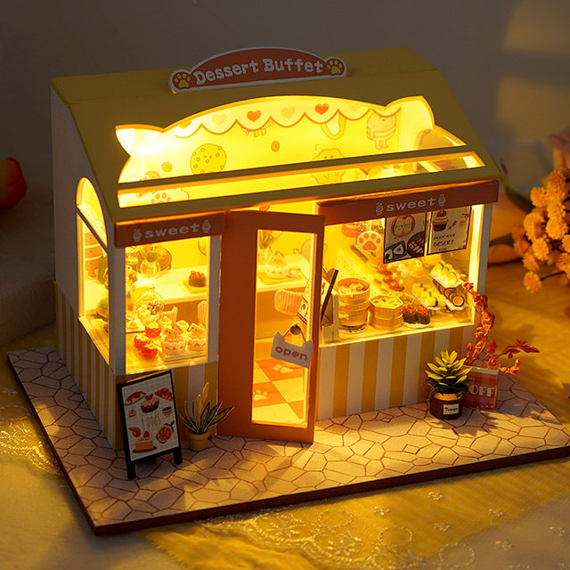 diy handmade cabin mini cake shop small house assembled miniature scene ...