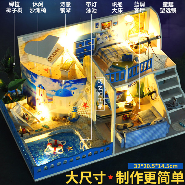 diy cabin loft handmade mini small house miniature model building ...