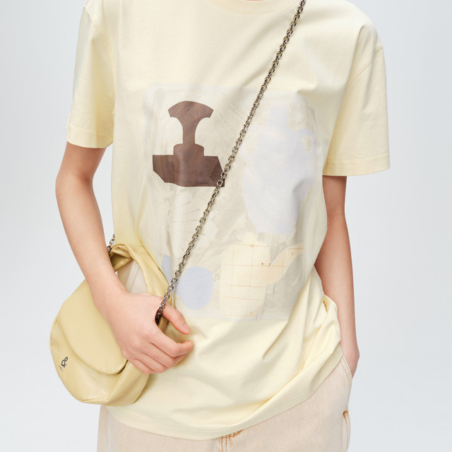 indicia logo printed short-sleeved T-shirt women's round neck commuter ...