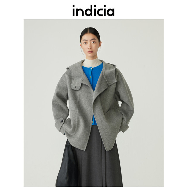 indicia gray hooded woolen coat jacket winter new style shopping mall ...