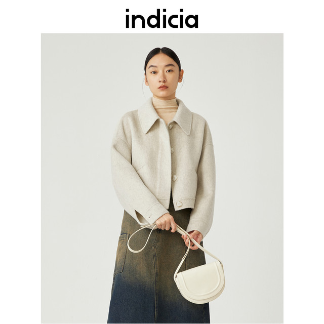 indicia beige short woolen jacket winter new style shopping mall same ...