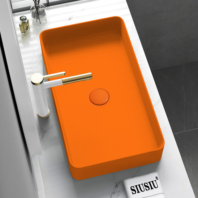 Orange matte ceramic countertop basin wash basin wash basin hot and ...
