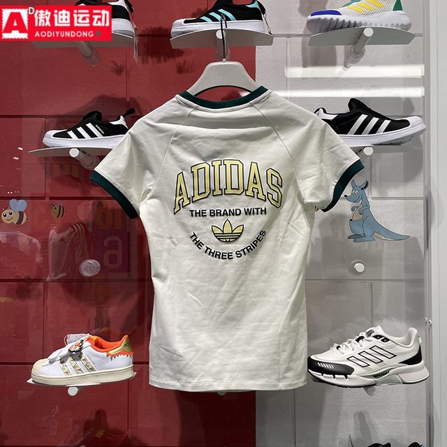 Adidas Clover women's short-sleeved summer new simple breathable sports ...