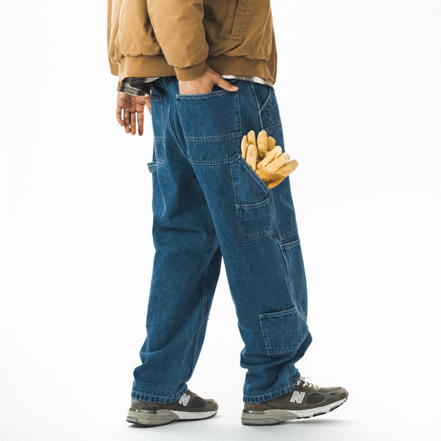 714street washed jeans for men and women, spring and autumn loose wide ...