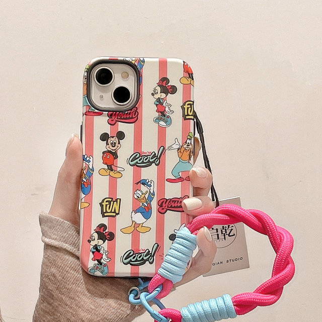 Qiqian cute little mouse wrist strap iPhone15 mobile phone case suitable for Apple 14/13 promax ...