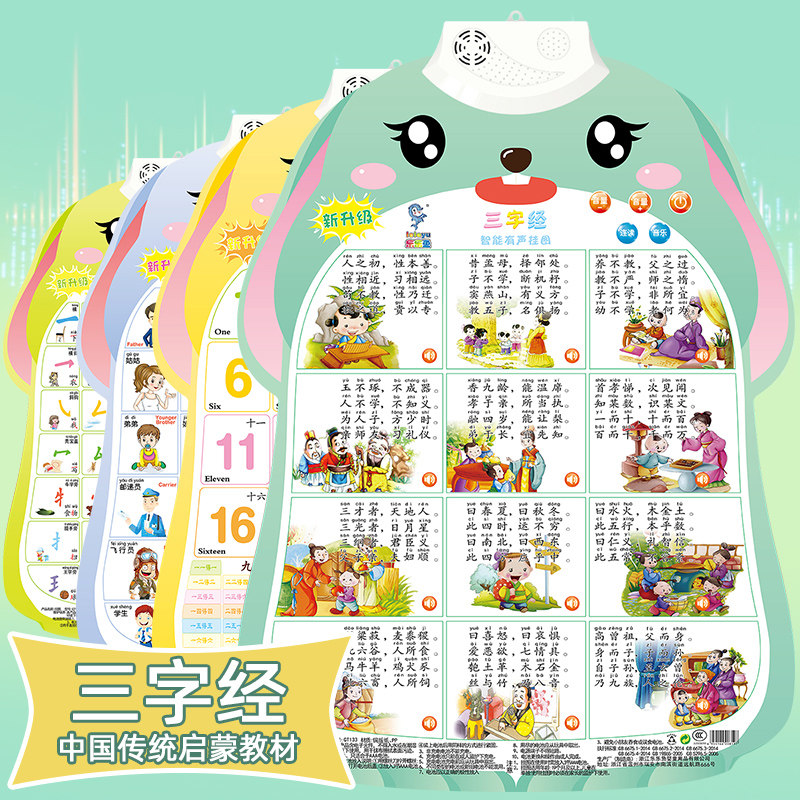 Large Wall Chart Three-Character Classic Voice Book - Children's Early ...
