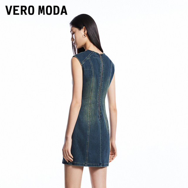 VeroModa Outlet Dress 2024 Early Autumn New Sleeveless Waist A Swing Topline Round Neck Sweet ...