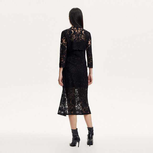 VEROMODA Ora dress 2024 autumn and winter new real two elegant lace outer shirt suspenders skirt