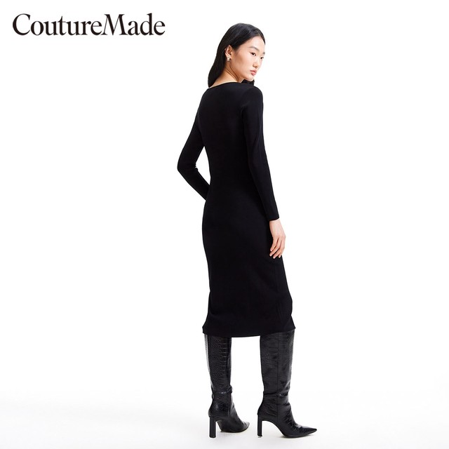Veromoda dress 2024 spring and autumn new elegant temperament V -neck knitted medium long skirt